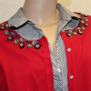 Spense | Sweaters | Spense Red Beaded Cardigan Nwot | Poshmark